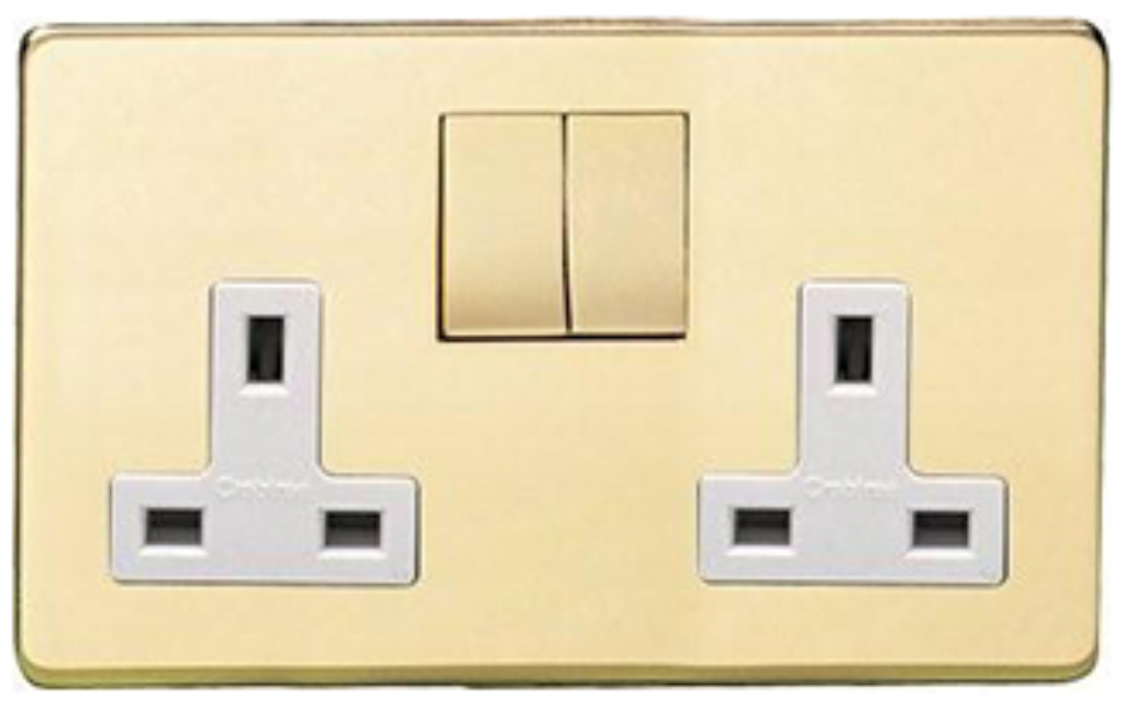 Heritage Brass Studio Polished Brass 13A Double Socket with Polished ...
