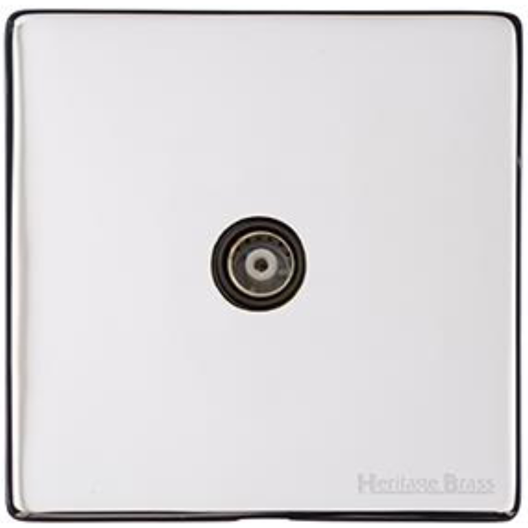 Heritage Brass Studio Polished Chrome 1 Gang Isolated TV Coaxial Socket ...