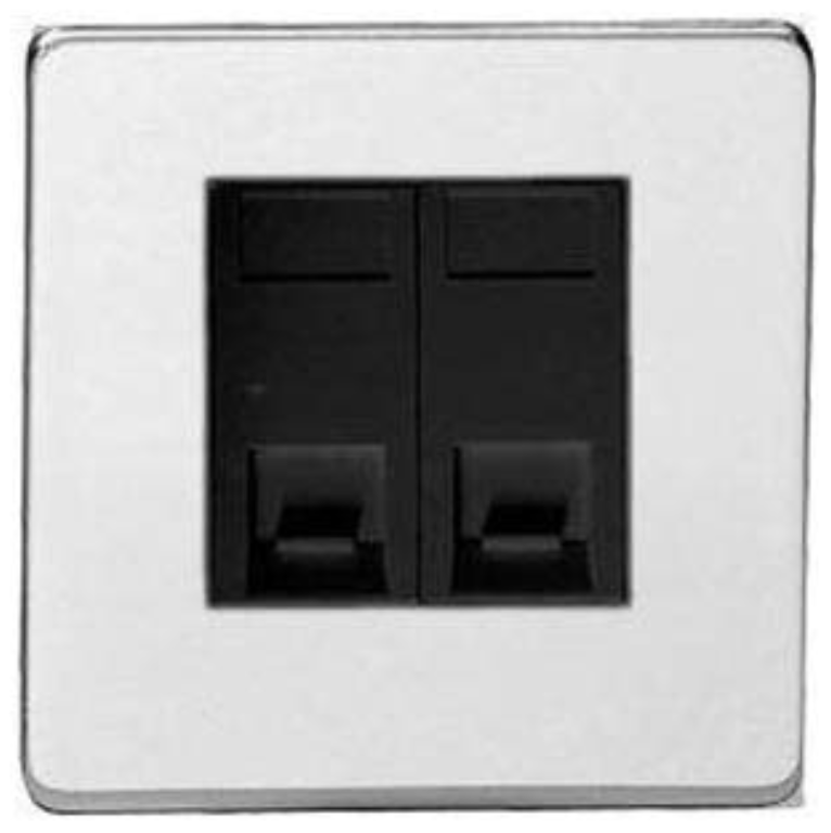 Heritage Brass Studio Polished Chrome 2 Gang RJ45 Socket with Black ...