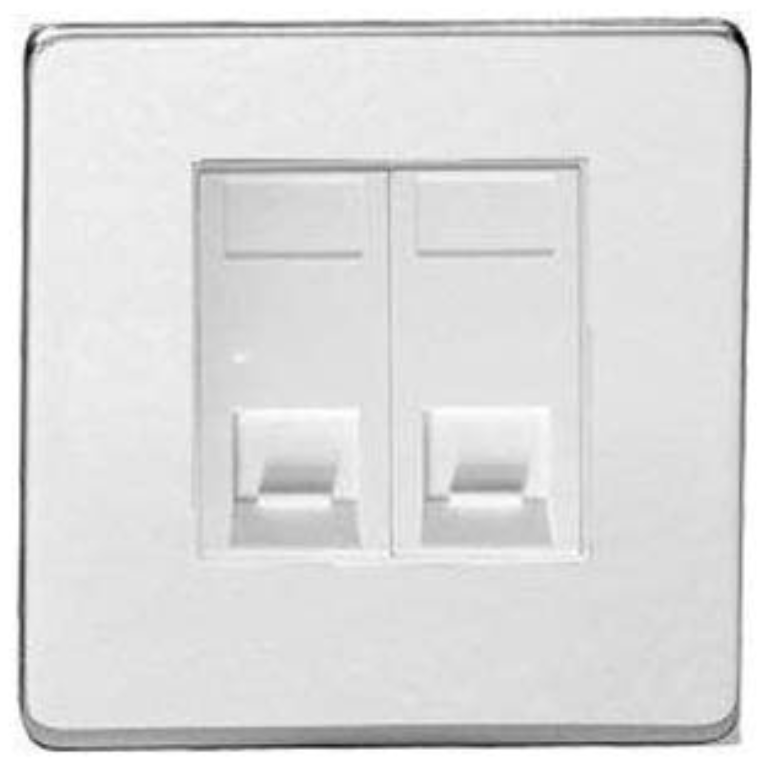 Heritage Brass Studio Polished Chrome 2 Gang RJ45 Socket with White ...