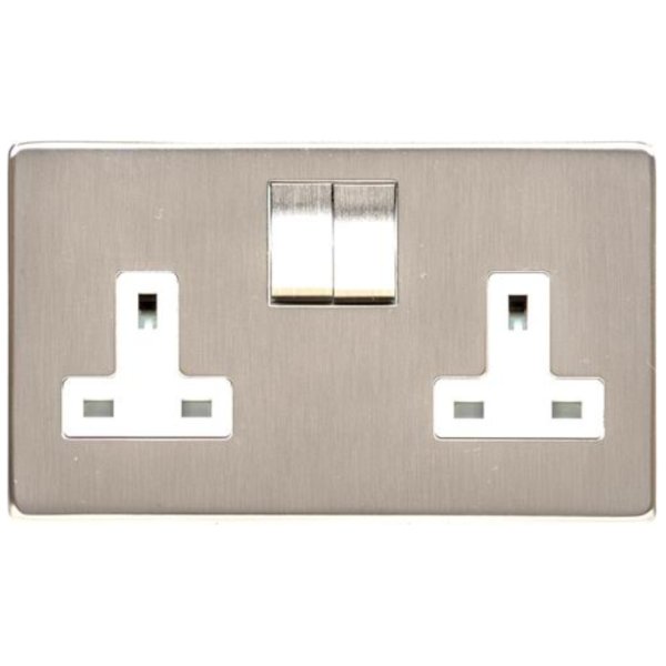 Heritage Brass Studio Satin Nickel 13A Double Socket with Satin Nickel ...