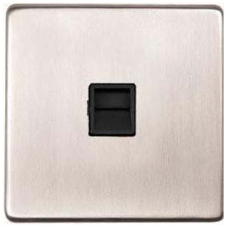 Heritage Brass Studio Satin Nickel 1 Gang RJ11 Socket with Black Insert ...