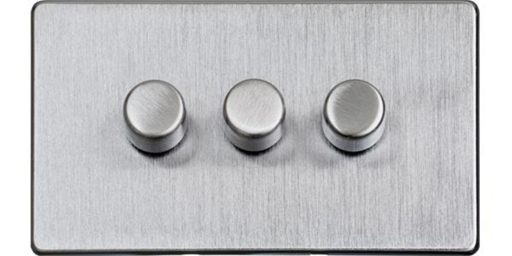 Heritage Brass Studio Satin Chrome 3 Gang LED Dimmer with Satin Chrome ...