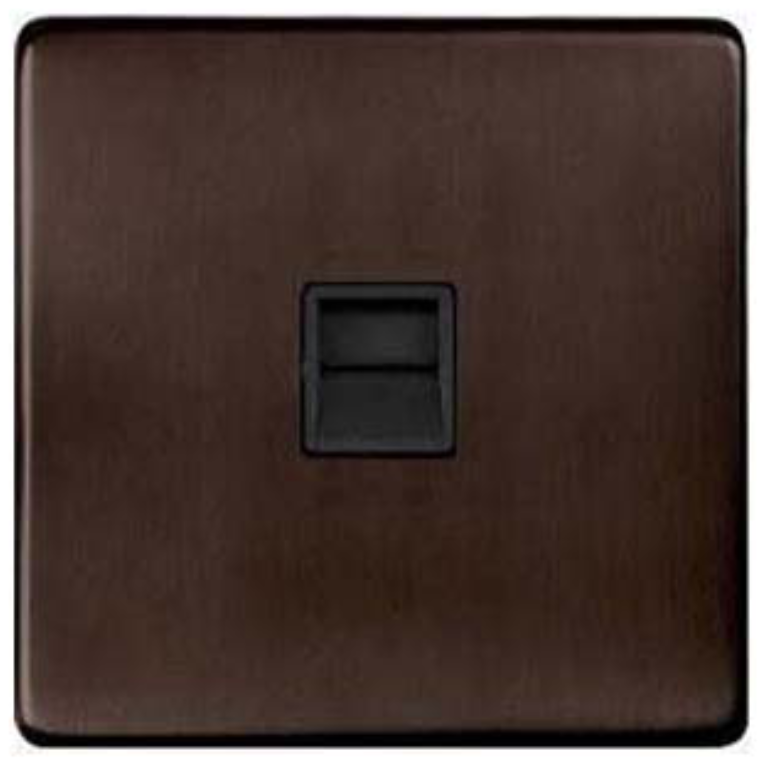 Heritage Brass Studio Polished Bronze 1 Gang RJ45 Socket with Black ...