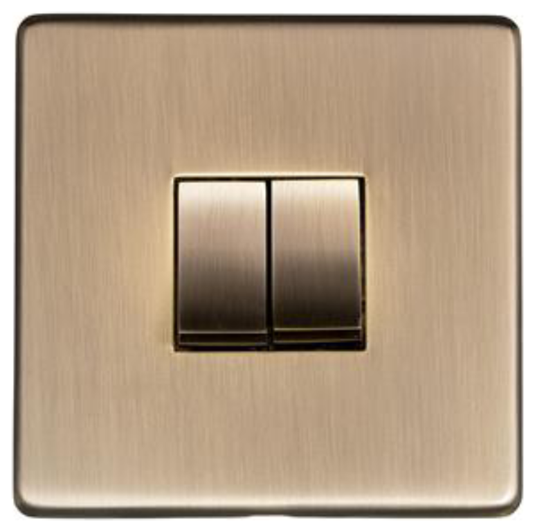 Heritage Brass Studio Antique Brass 2 Gang 10A Switch with Antique ...