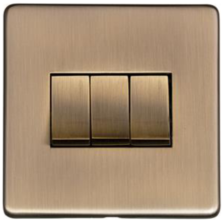 Heritage Brass Studio Antique Brass 3 Gang 10A Switch with Antique ...