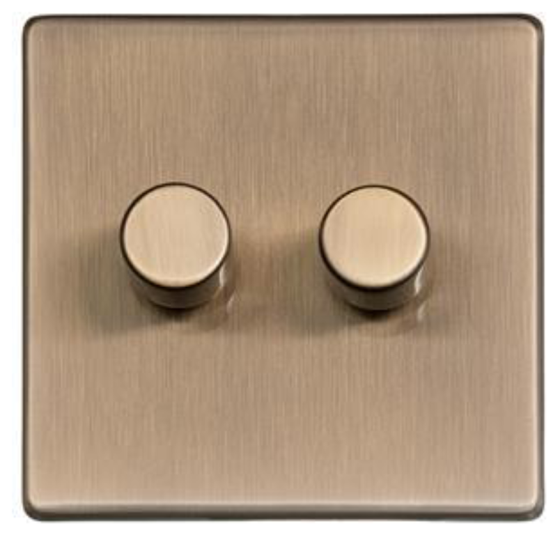 Heritage Brass Studio Antique Brass 2 Gang 400W Dimmer with Antique ...