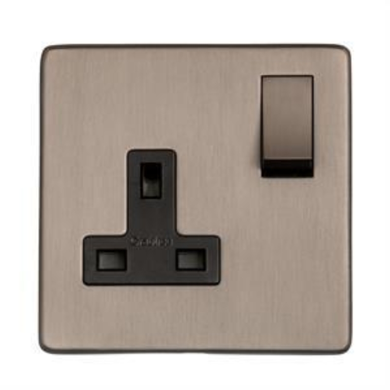 Heritage Brass Studio Aged Pewter 13A Single Socket with Aged Pewter ...