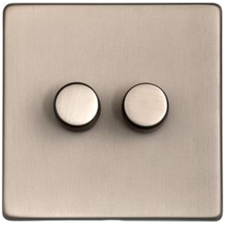 Heritage Brass Studio Aged Pewter 2 Gang Trailing Edge LED Dimmer with Aged Pewter Switch | L4L
