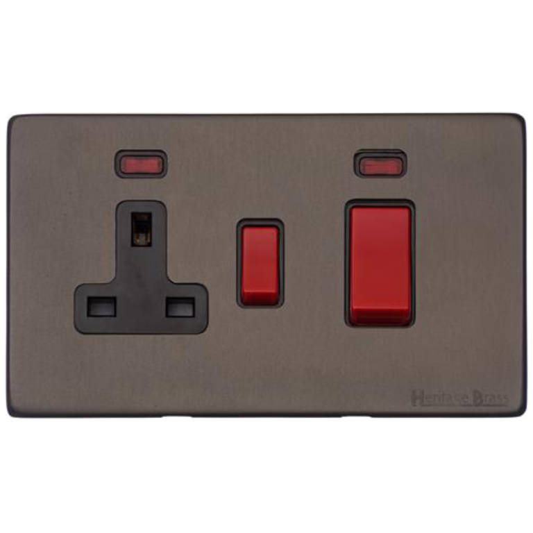 Heritage Brass Vintage Matt Bronze 45A Cooker Unit and 13A Socket with ...