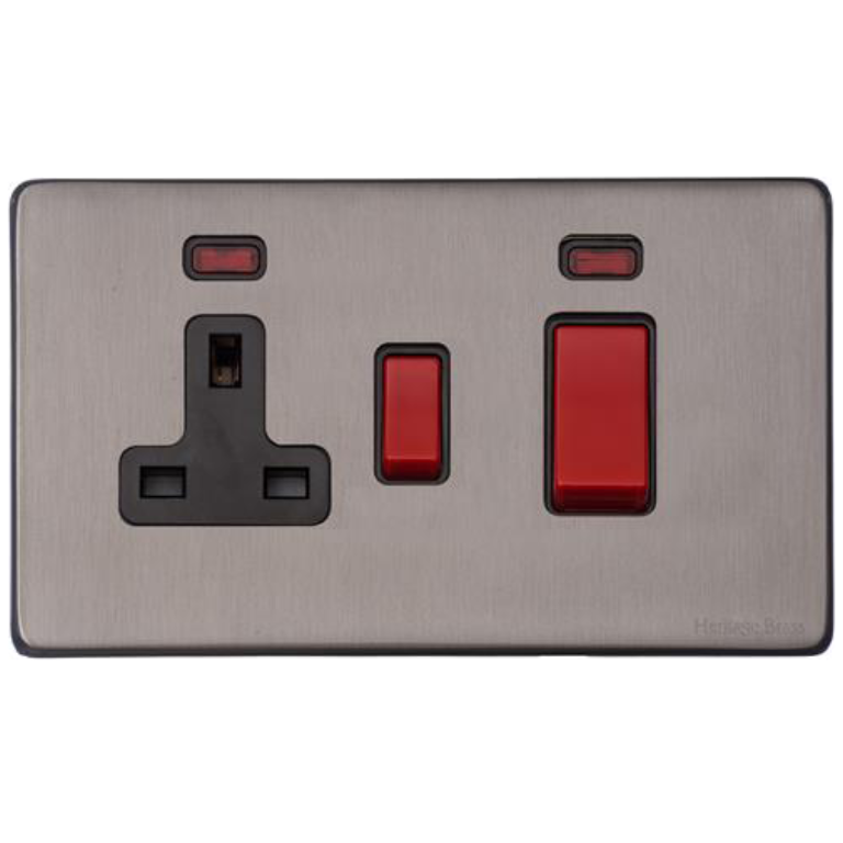 Heritage Brass Vintage Satin Black Nickel 45A Cooker Unit and 13A ...