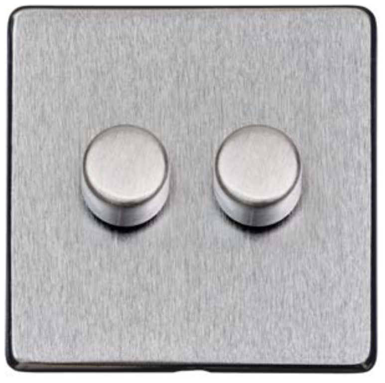 Heritage Brass Vintage Satin Chrome 2 Gang LED Dimmer with Satin Chrome ...