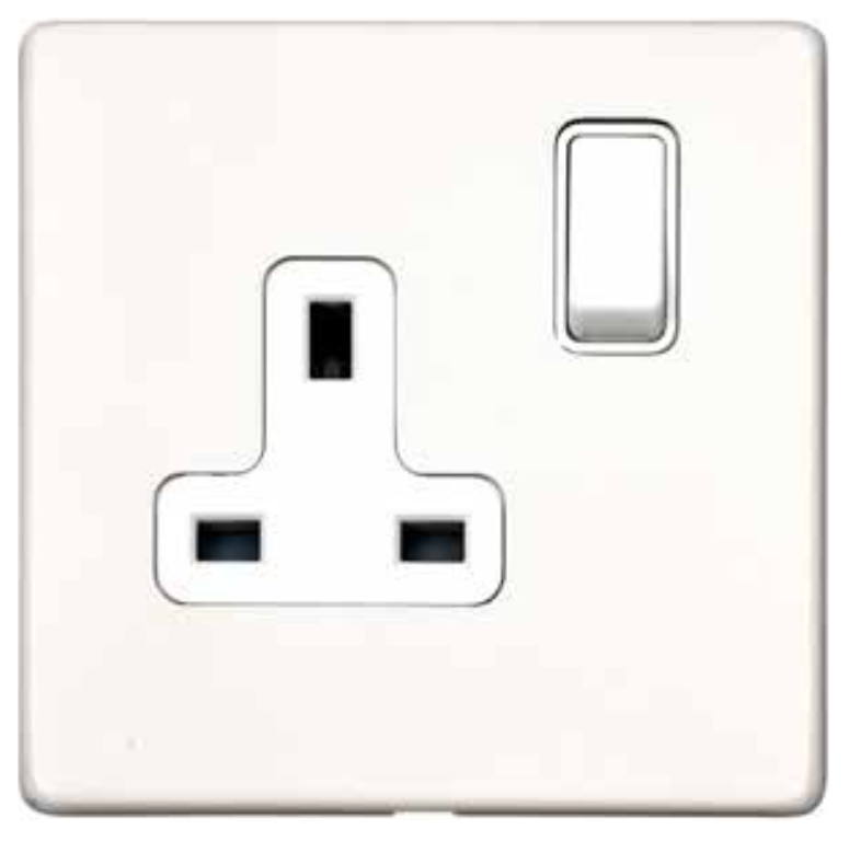 Heritage Brass Vintage Matt White 13A Single Socket with White Plastic ...
