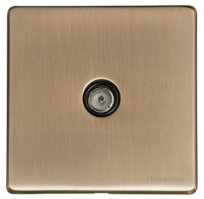 Heritage Brass Vintage Antique Brass 1 Gang Isolated TV Coaxial Socket ...
