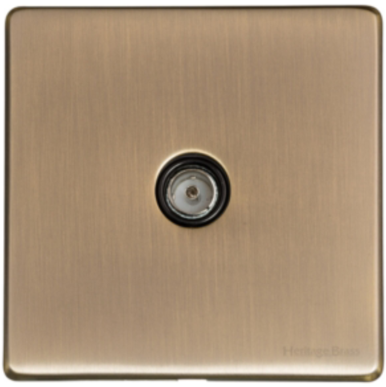 Heritage Brass Vintage Antique Brass 1 Gang Isolated TV Coaxial Socket ...