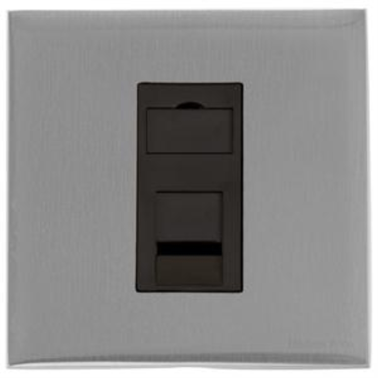 Heritage Brass Winchester Satin Chrome 1 Gang RJ45 Socket with Black ...