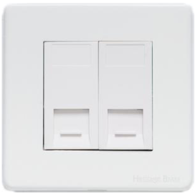 Heritage Brass Vintage Gloss White 2 Gang RJ45 Socket with White ...
