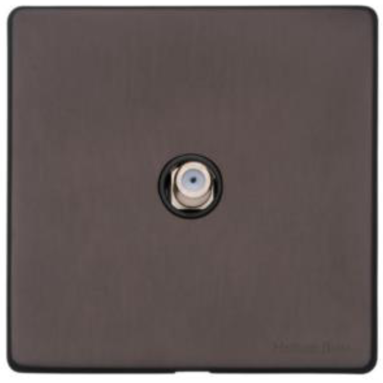 Heritage Brass Verona 1 Gang Satellite Socket with Black Trim | L4L