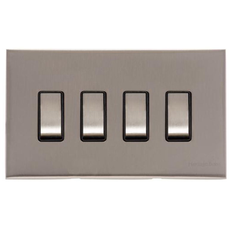 Heritage Brass Winchester Satin Nickel 4 Gang 10A Switch with Satin ...