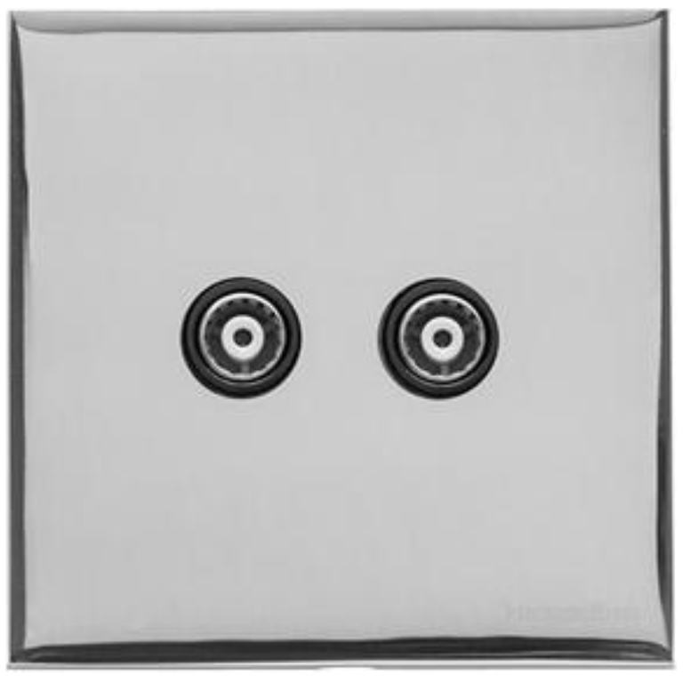 Heritage Brass Winchester Polished Chrome 2 Gang TV Coaxial Socket with ...
