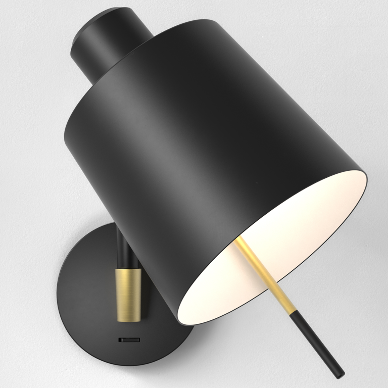Astro Edward Switched Matt Black/Matt Gold Wall Light | L4L