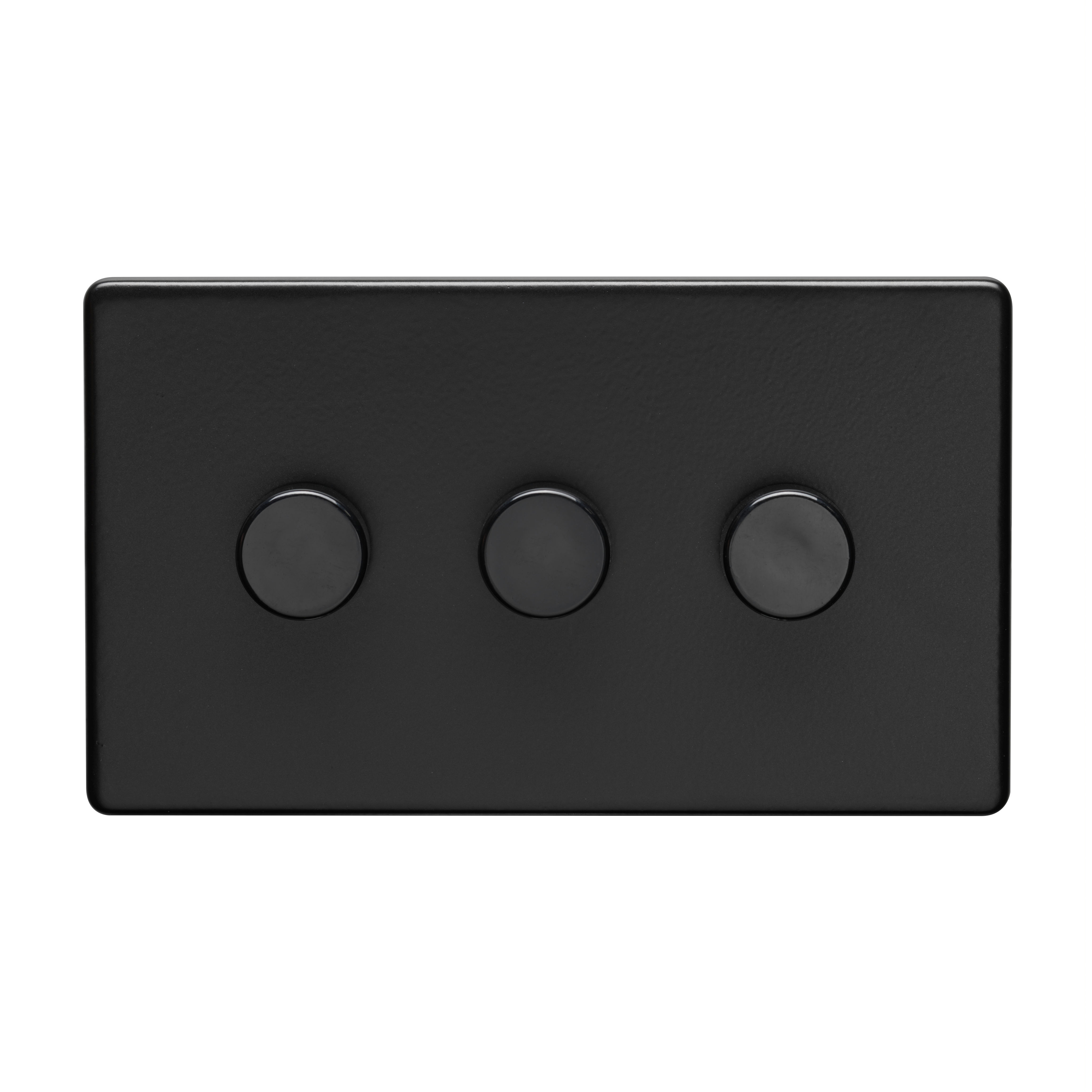 Eurolite Concealed 3mm Matt Black 2 Gang Triple Aperture Dimmer Plate ...