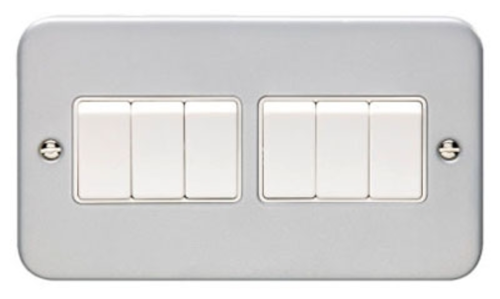 Eurolite Utility Metal Clad 6 Gang 10A 2 Way Switch | L4L