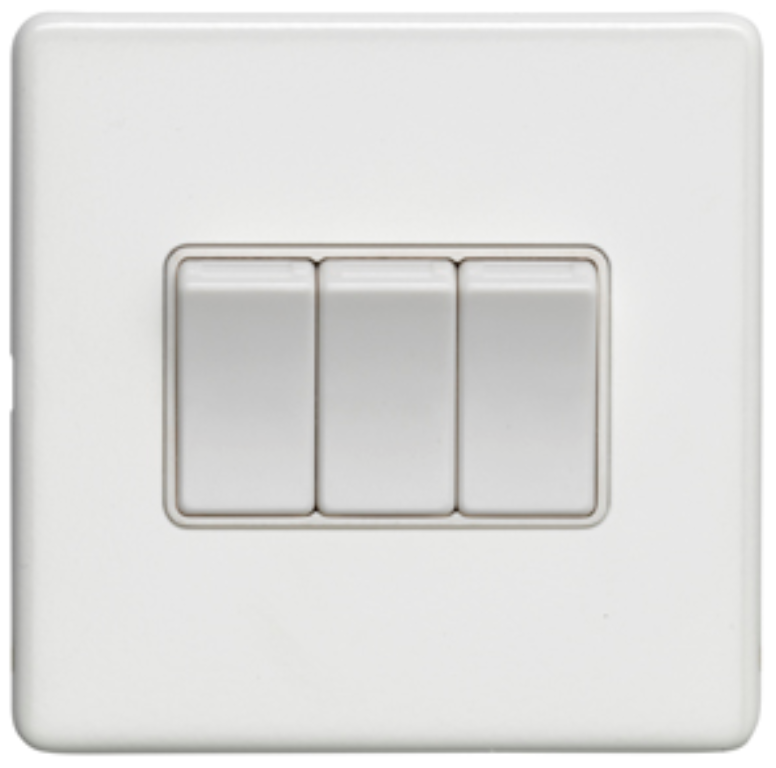 Eurolite Concealed 3mm Matt White 3 Gang 10A 2 Way Switch | L4L