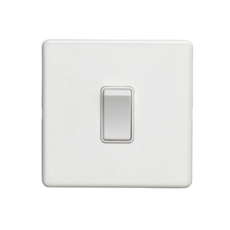 Eurolite Concealed 3mm Matt White 1 Gang 20A Double Pole Switch | L4L