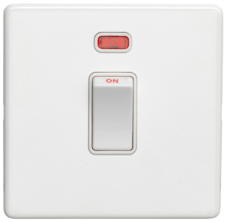 Eurolite Concealed 3mm Matt White 1 Gang 20A Double Pole Switch with ...