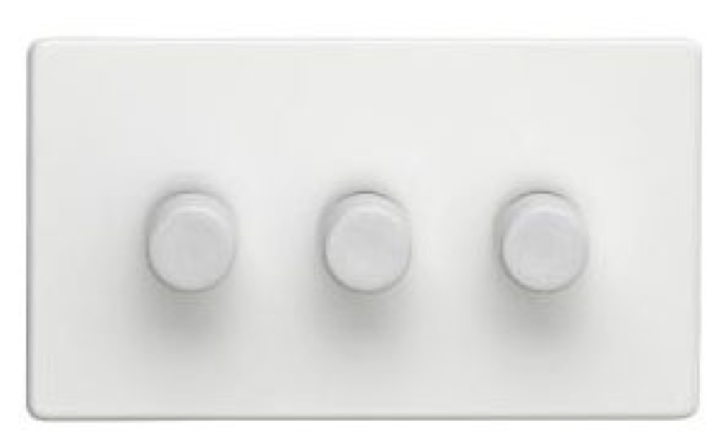 Eurolite Concealed 3mm Matt White 3 Gang LED Dimmer Switch | L4L