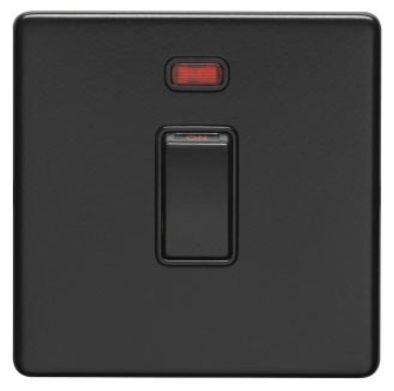 Eurolite Concealed 3mm Matt Black 1 Gang 20A Double Pole Switch with ...