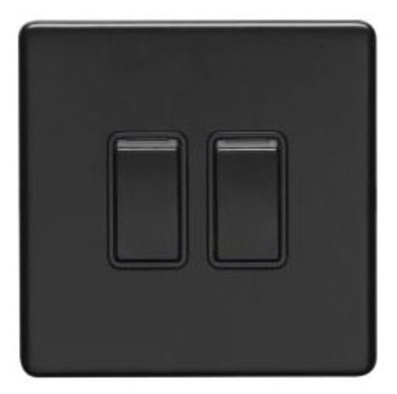 Eurolite Concealed 3mm Matt Black 2 Gang 10A 2 Way Switch | L4L