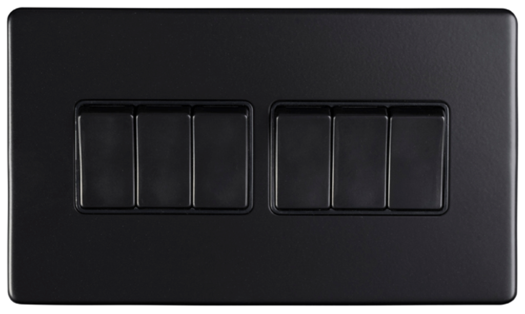 Eurolite Concealed 3mm Matt Black 6 Gang 10A 2 Way Switch | L4L