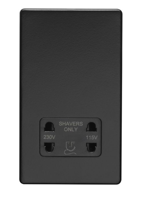 Eurolite Concealed 3mm Matt Black Dual Voltage Shaver Socket | L4L