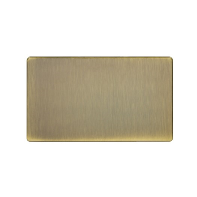Eurolite Concealed 3mm Antique Brass 2 Gang Blank Plate | L4L