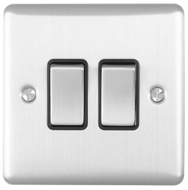 Eurolite Enhance Satin Stainless Steel 2 Gang 10A 2 Way Switch with ...