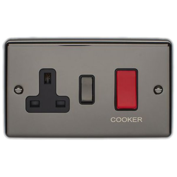 Eurolite Enhance Black Nickel 45A DP Cooker Switch and 13A Switched ...