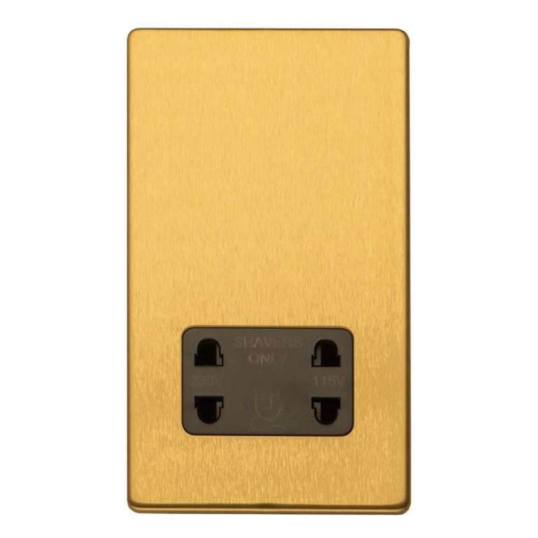Eurolite Concealed 3mm Satin Brass Dual Voltage Shaver Socket | L4L