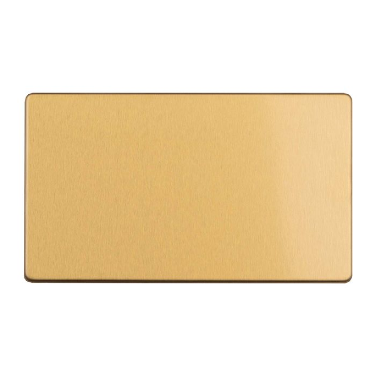 Eurolite Concealed 3mm Satin Brass 2 Gang Blank Plate | L4L