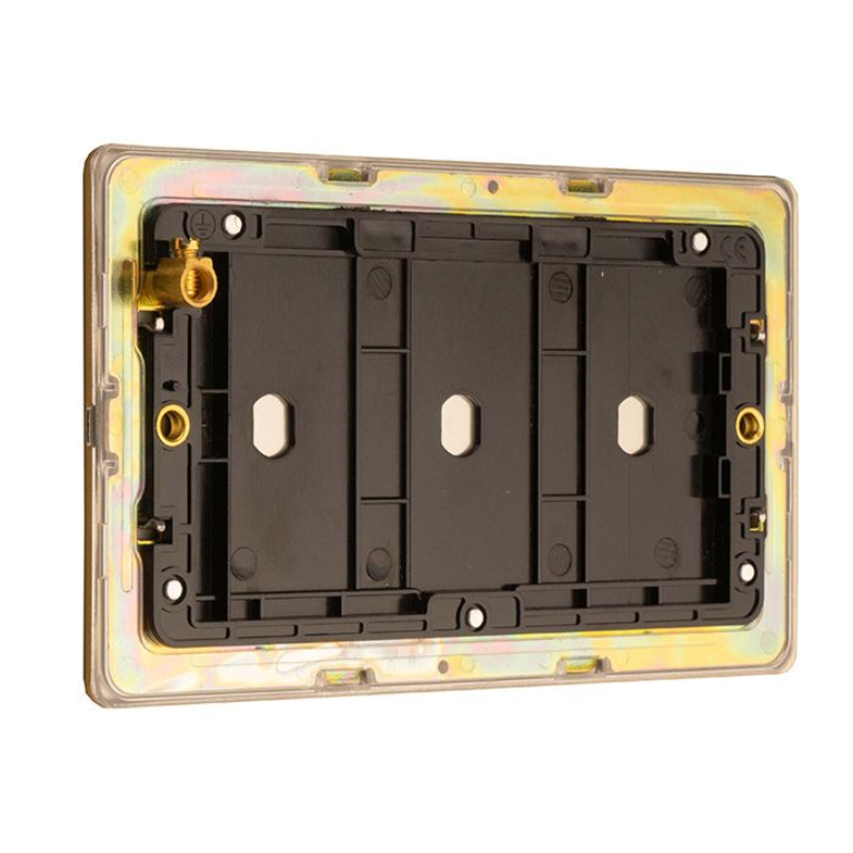 Eurolite Concealed 3mm Satin Brass 2 Gang Blank Plate | L4L