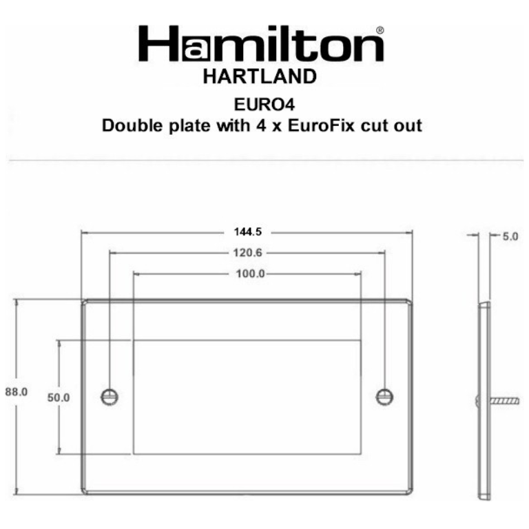 Hamilton Hartland Matt White 4 Module EuroFix 100x50mm Aperture Plate ...