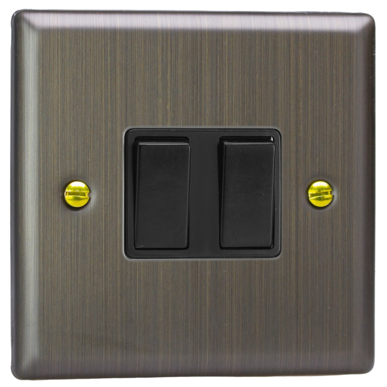 Varilight Urban Antique Brass 2 Gang, 10A Intermediate Switch and 10A 2 ...