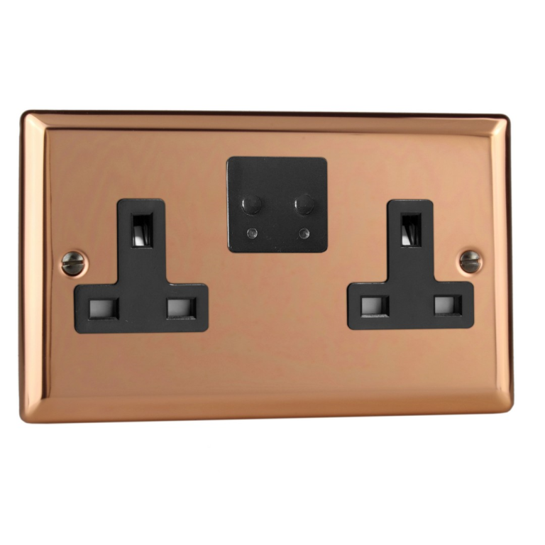 Varilight Urban V-Pro Smart Polished Copper 2 Gang 13A SP WiFi Switched ...