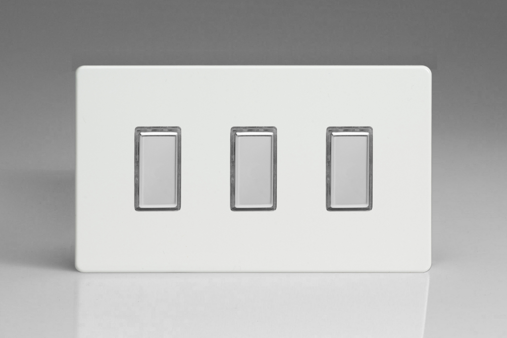 Varilight Screwless V-Pro Multi-Point Premium White 3 Gang Tactile ...