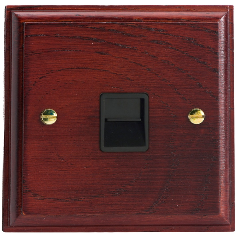 Varilight Kilnwood Mahogany 1 Gang Telephone Master Socket with Black ...