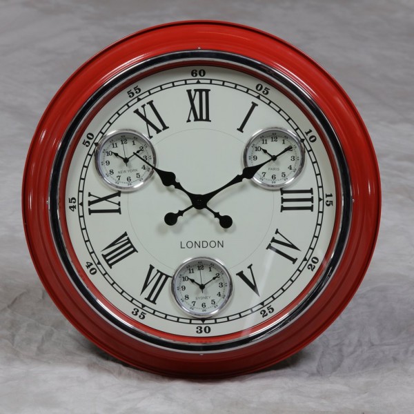 Love4Lighting MG035 Red with White Face "London" Multi Dial Wall Clock ...
