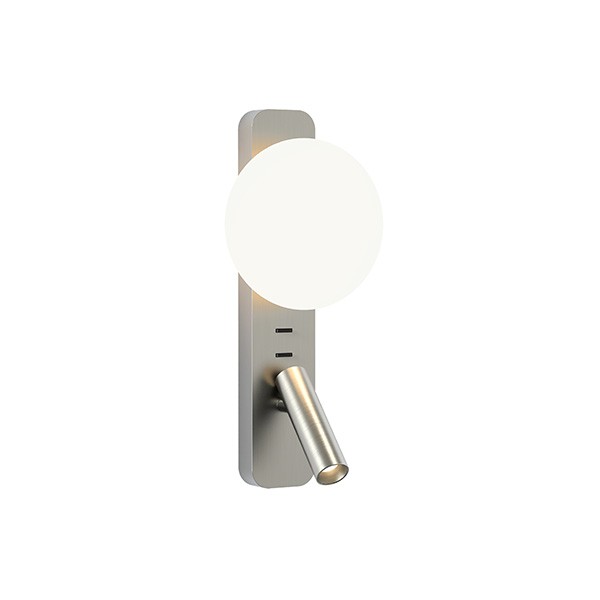Astro Zeppo Matt Nickel Wall Light with LED Reading Light (1176010) | L4L