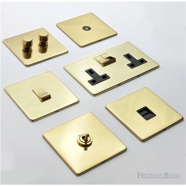 Heritage Brass Studio 1 Gang 20A Double Poll Switch (Y01.205.PB) at L4L