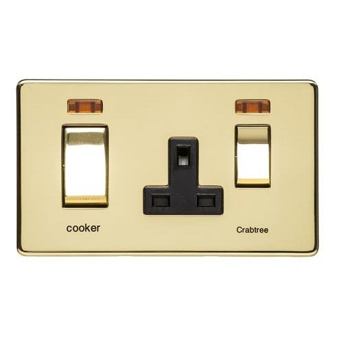 Heritage Brass Studio Polished Brass 45A Cooker Unit and 13A Socket ...